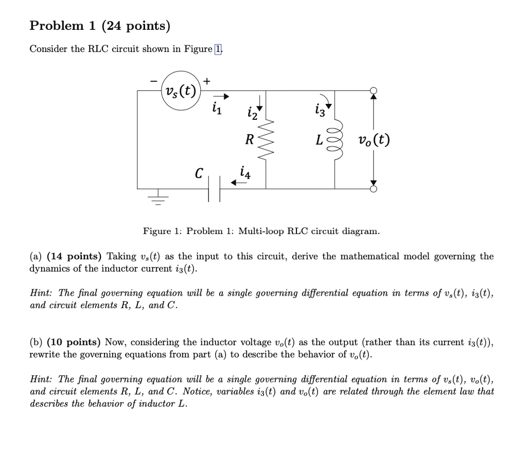 SOLVED: Problem 1 (24 points) Consider the RLC circuit shown in Figure1 ... SOLVED: Problem 1 (24 points) Consider the RLC circuit shown in Figure1 ...
