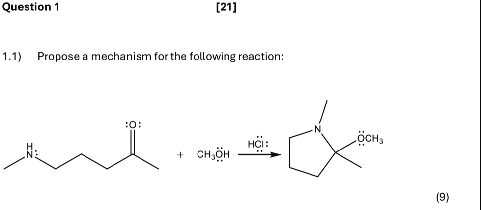 question 1 21 11 propose a mechanism for the following reaction 0 n h och3 ch3oh 9 64856