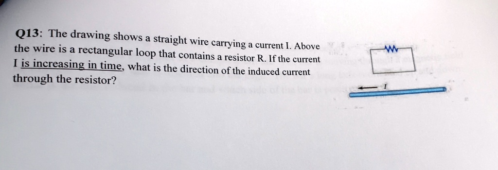 q13 the drawing shows a straight wire carrying a current i above the ...