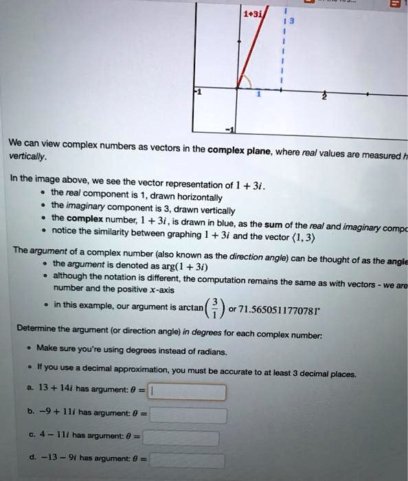 81 1+3i 13 1 1 -1 2 We can view complex numbers as vectors in the ...