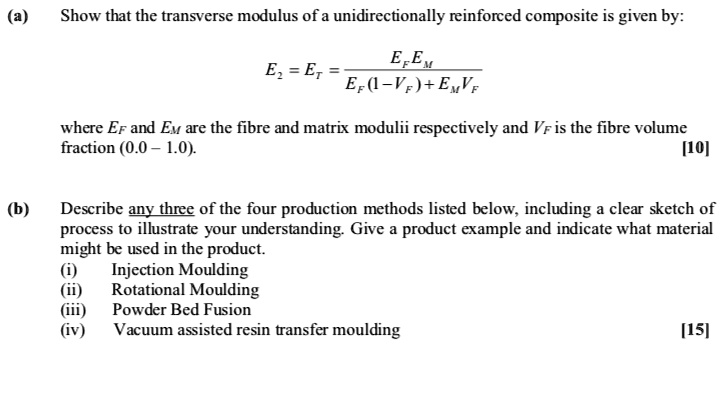 SOLVED: (a) Show that the transverse modulus of a unidirectionally ...
