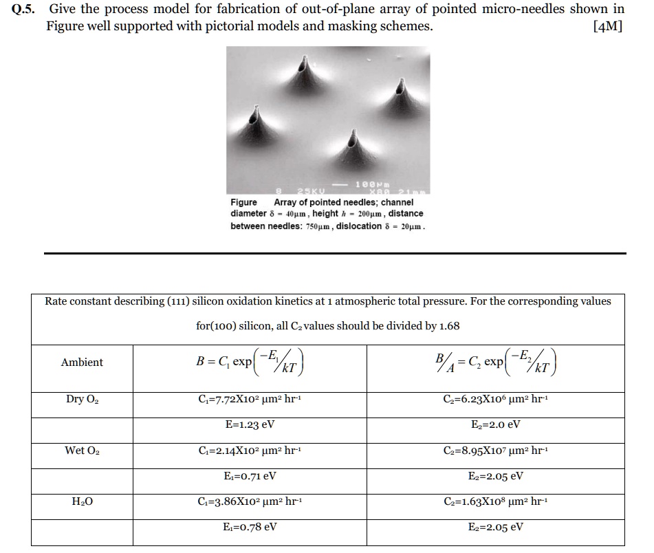 give the process model for fabrication of out of plane array of pointed ...