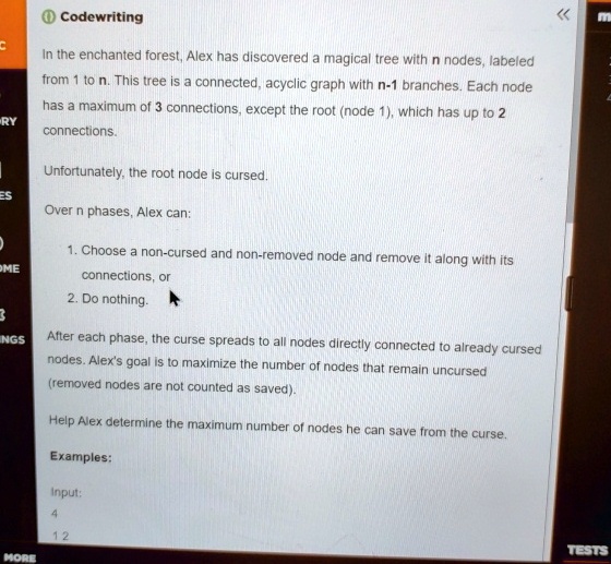 Codewriting In the enchanted forest, Alex has discovered a magical tree with n nodes, labeled ...