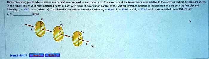 Three polarizing plates whose planes are parallel are centered on a ...