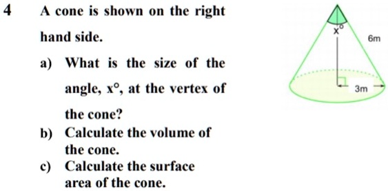 a cone is shown 0 the right hand side 6mn what is the size of the angle ...