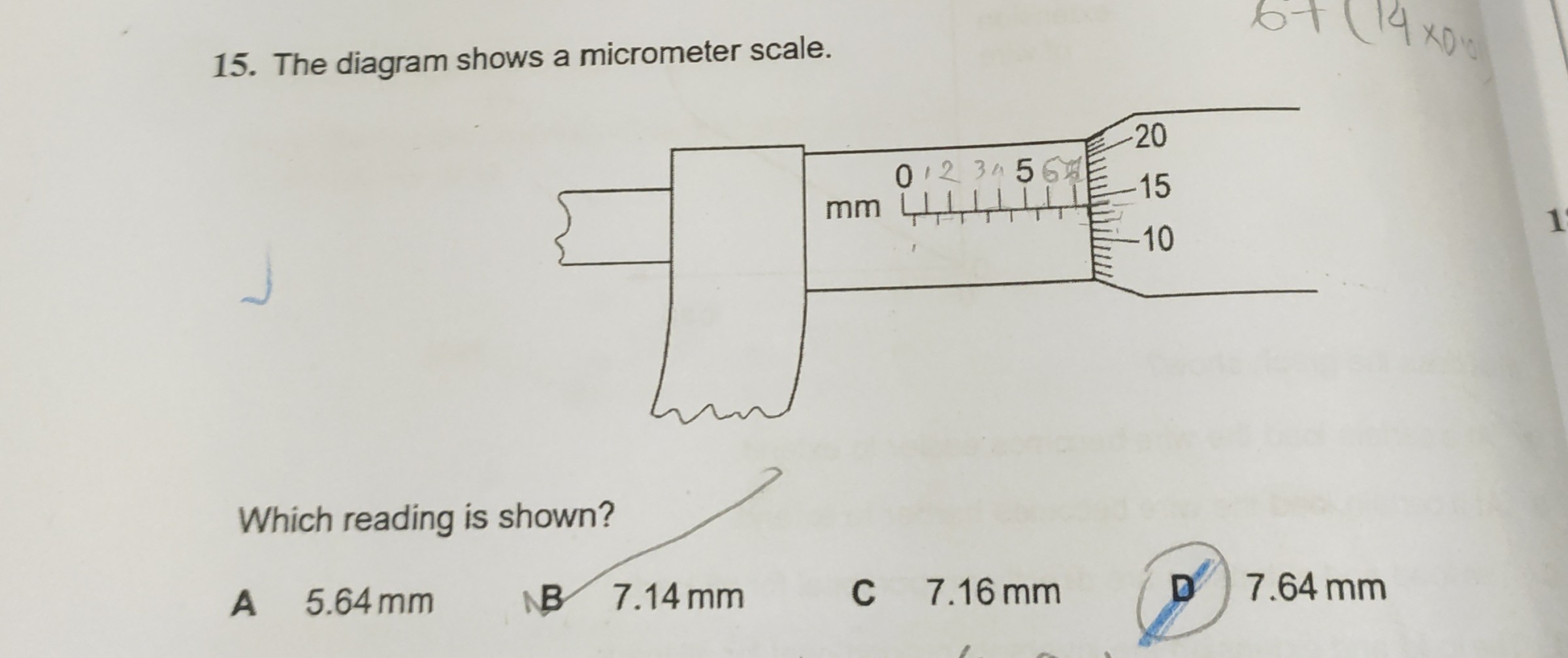 SOLVED: 15. The diagram shows a micrometer scale. Which reading is ...