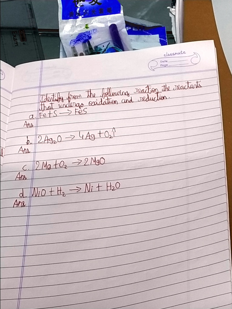 SOLVED: 'Identify the following reaction the reactants that undergo ...