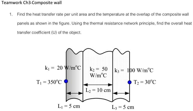 Teamwork Ch3-Composite wall 1. Find the heat transfer rate per unit ...