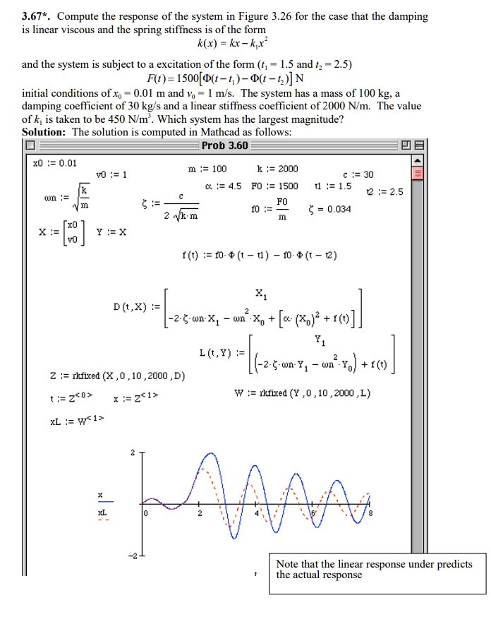 please convert this mathcad answer into matlab code 367 compute the response of the system in ...