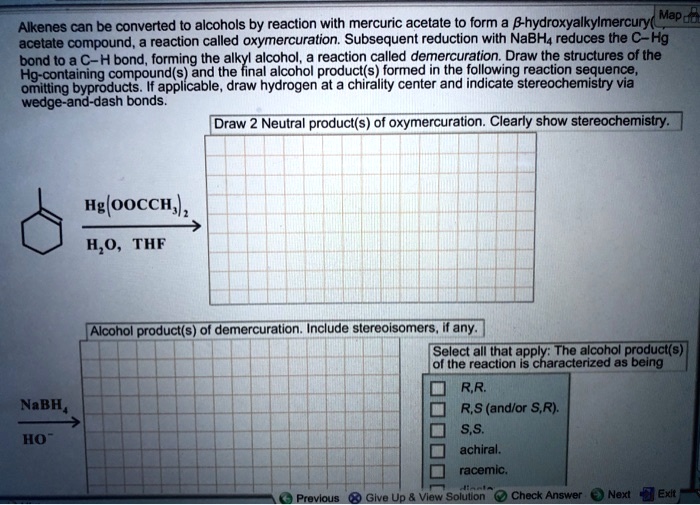 SOLVED: Map Alkenes can be converted to alcohols by reaction with ...