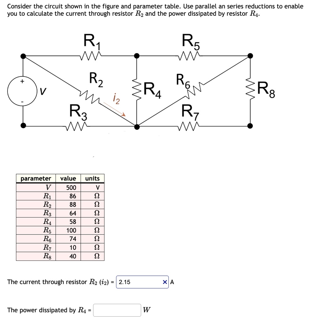 consider the circuit shown in the figure and parameter table use parallel an series reductions ...