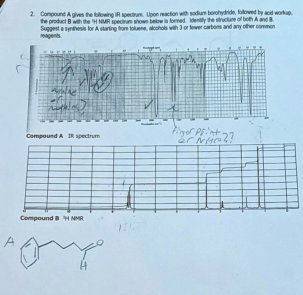 SOLVED: Compound A gives the following IR spectrum. Upon reaction with ...