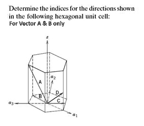 SOLVED: Determine the indices for the directions shown I (he following hexagonal unit cell: For ...