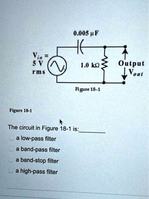 VIDEO solution: 0.005F HE 1.0k Output Vin 5V rms Figure 18-1 Figure 18-1 The circuit in Figure ...