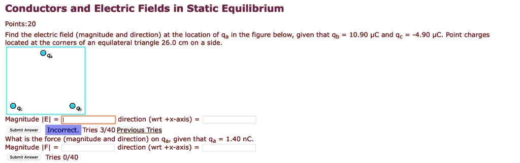 conductors and electric fields in static equilibrium points20 find the electric field magnitude ...