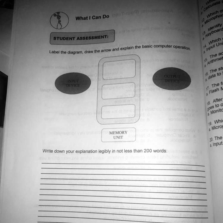 SOLVED: Please guys, please guys. What Can I Do? STUDENT ASSESSMENT: Explain the basic computer ...