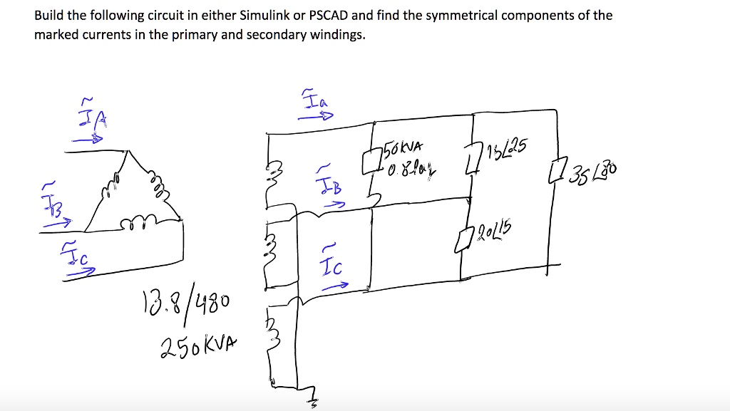 build the following circuit in either simulink or pscad and find the ...