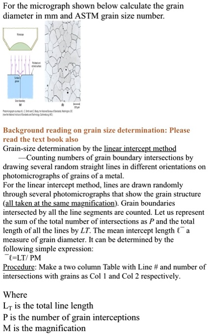 For the micrograph shown below calculate the grain diameter in mm and ASTM grain size number ...