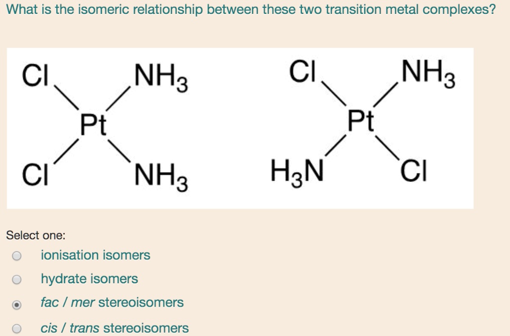 What is the isomeric relationship between these two transition metal ...