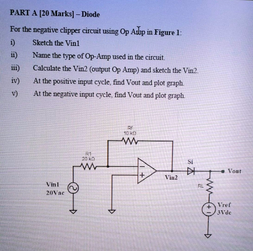PART A [20 Marks] – Diode For the negative clipper circuit using Op Amp ...
