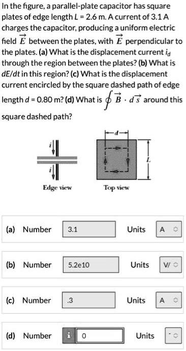 SOLVED: In the figure, a parallel-plate capacitor has square plates of ...