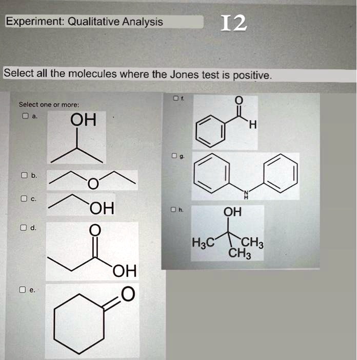 SOLVED: Text: Experiment: Qualitative Analysis 12 Select all the ...