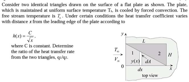 consider two identical triangles drawn on the surface of a flat plate ...