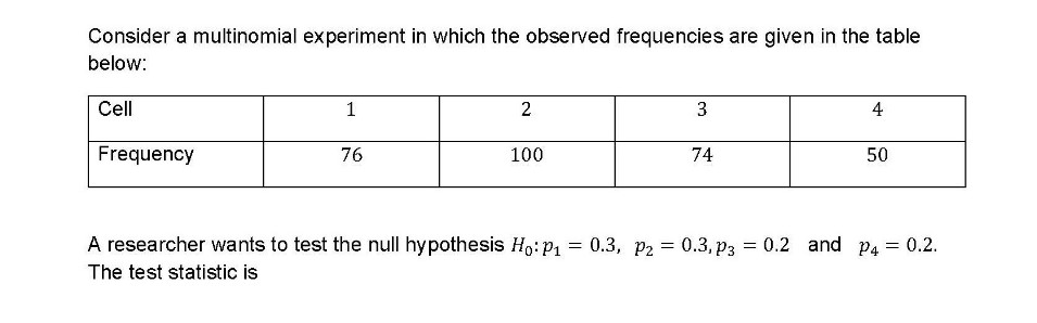 Consider a multinomial experiment in which the observed frequencies are ...