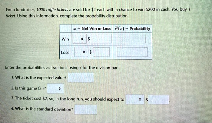 SOLVED For A Fundraiser 1000 Raffle Tickets Are Sold For 2 Each With A Chance To Win200 In 