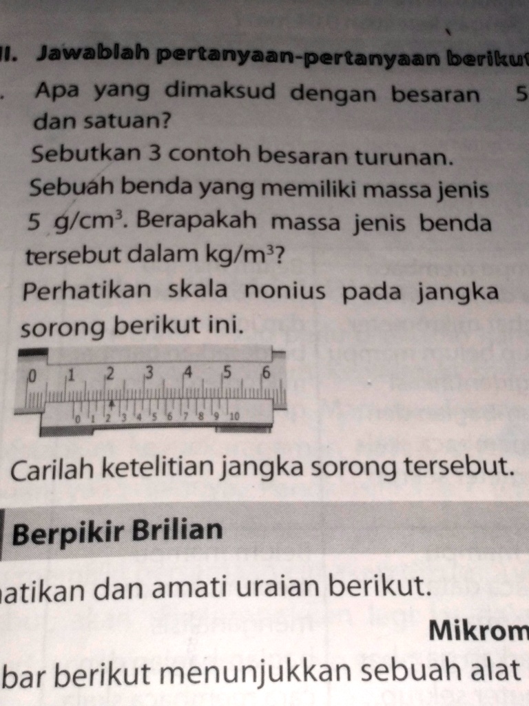 SOLVED: Perhatikan skala nonius pada jangka sorong berikut ini. Bantu ...