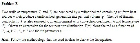 Problem B Two walls at temperature T1 and T2 are connected by a ...