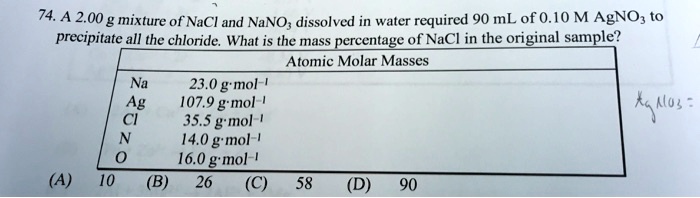 74 a 200 g mixture of naci and nano dissolved in water required 90 ml ...