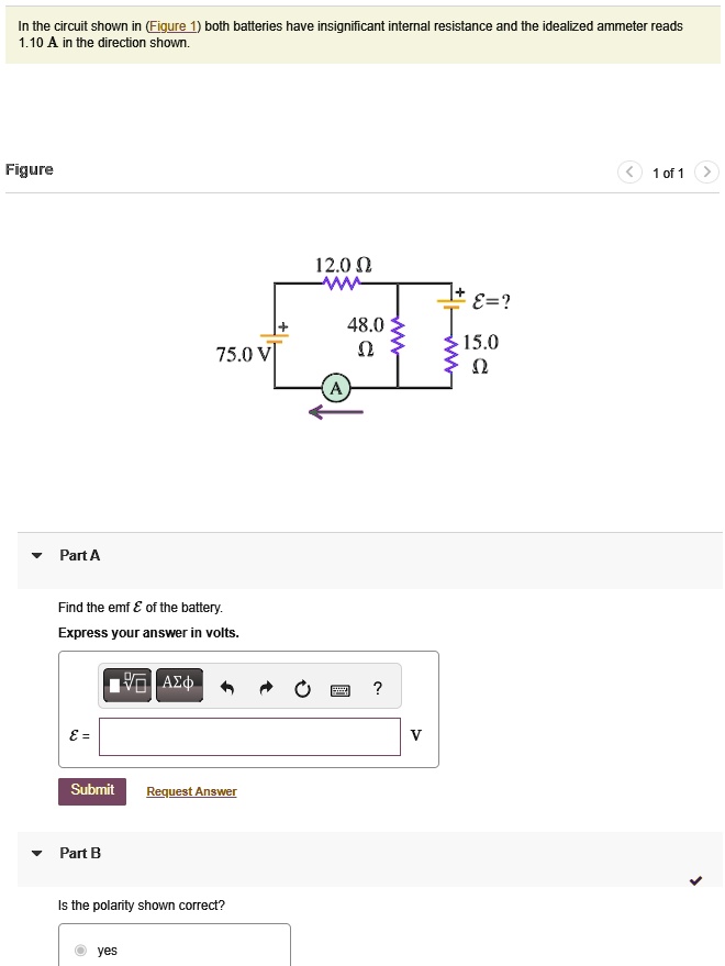 in the circuit shown in figure 1 both batteries have insignificant internal resistance and the ...