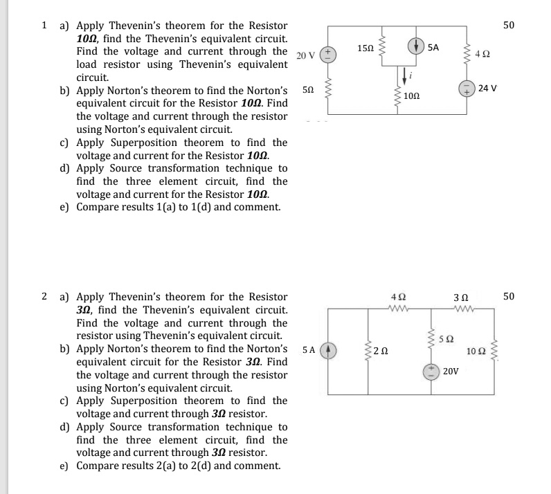 VIDEO solution: a) Apply Thevenin's theorem for the Resistor 10, find the Thevenin's equivalent ...
