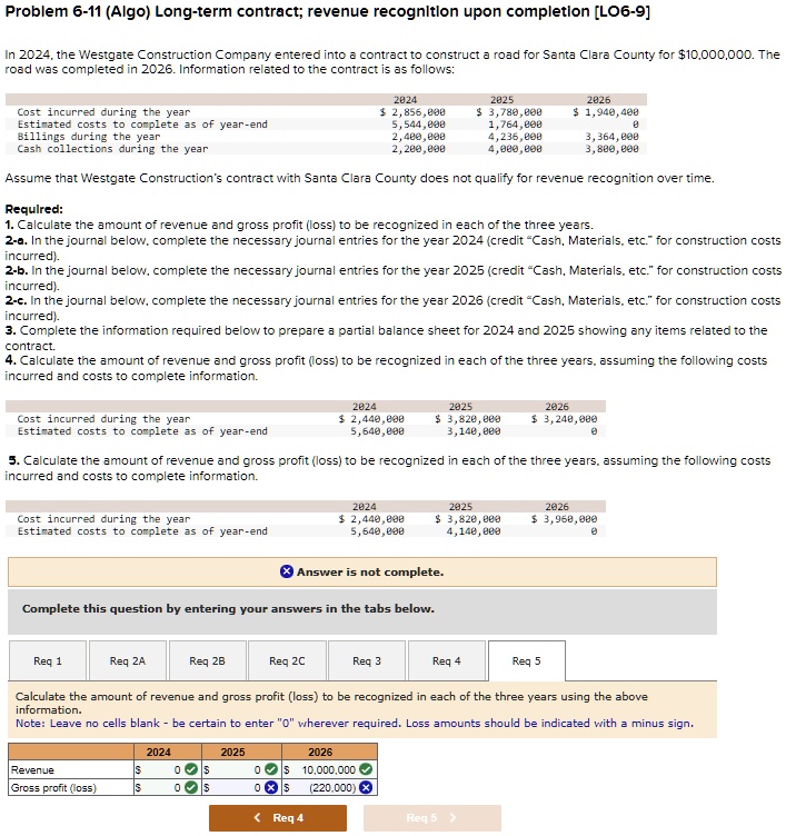 SOLVED: Can someone help me? I'm stuck. Problem 6-11 (Algo) Long-term ...