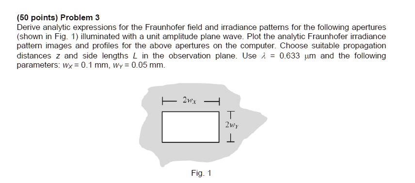 derive analytic expressions for the fraunhofer field and irradiance ...