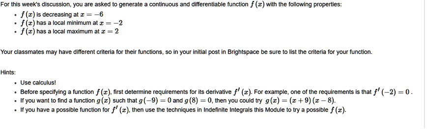 SOLVED: For this week's discussion, you are asked to generate a continuous and differentiable ...