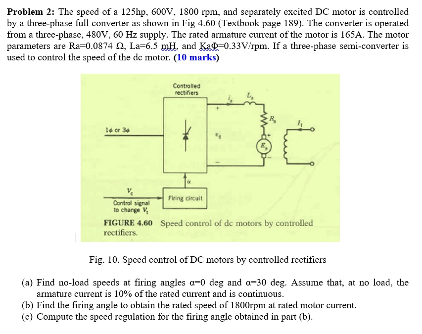 SOLVED: Problem 2: The speed of a 12 Shp, 600V 1800 rpm; and separately ...