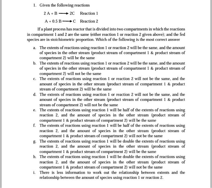 given the following reactions 2 a b 2c reaction a 05 bc reaction 2 ifa ...