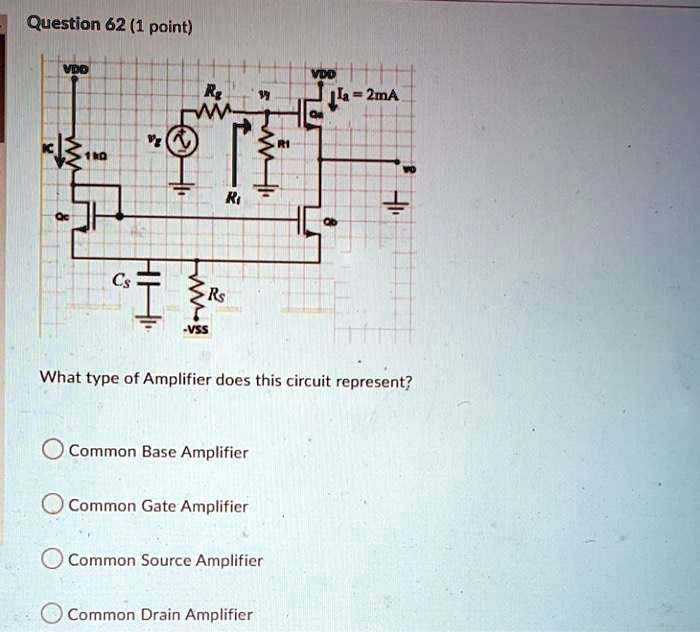 SOLVED: Ia = 2mA M Cs VSS What type of amplifier does this circuit ...
