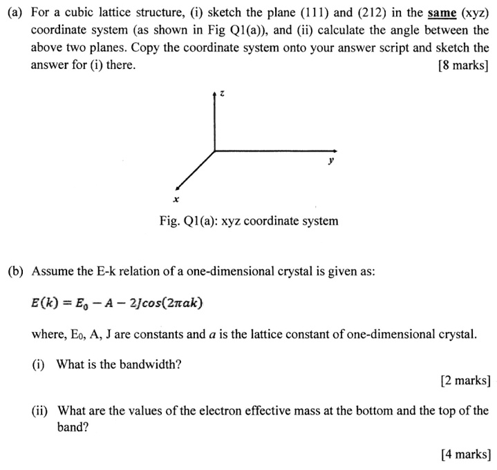 a for a cubic lattice structurei sketch the plane 111 and 212 in the ...