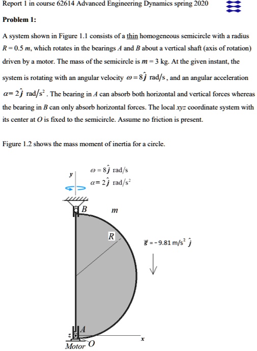 SOLVED: 1) Determine the Inertia Tensor I , of the system Report 1 in course 62614 Advanced ...