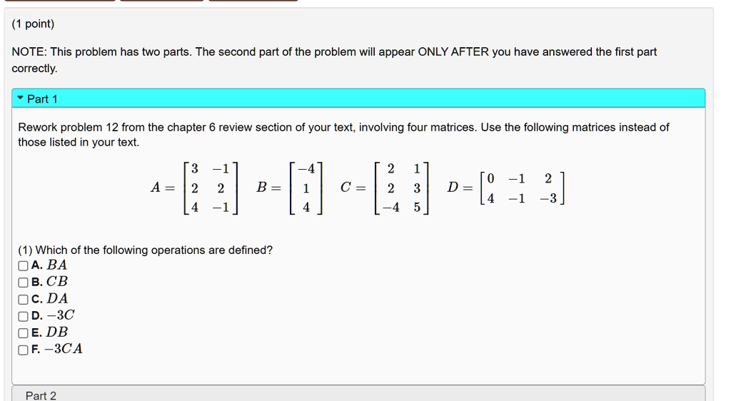 1 point notethis problem has two partsthe second part of the problem ...