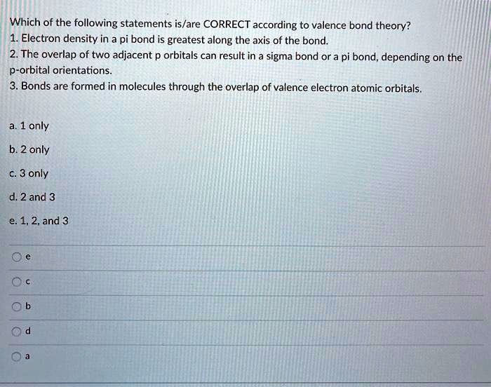 which of the following statements isare correct according to valence ...