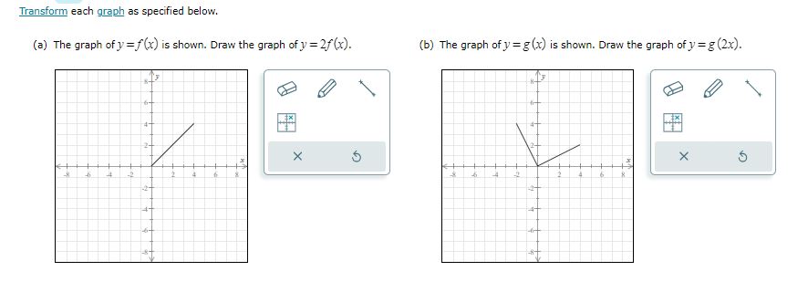 SOLVED: Transform each graph as specified below. (a) The graph of y=f(x ... SOLVED: Transform each graph as specified below. (a) The graph of y=f(x ...