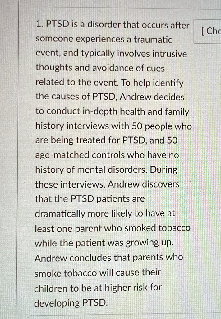 1. PTSD is a disorder that occurs after someone experiences a traumatic ...