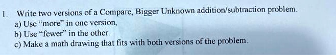 write two versions of a compare bigger unknown additionsubtraction ...
