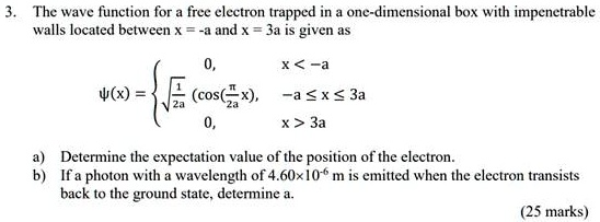 SOLVED: The wave function for a free electron trapped in a one ...