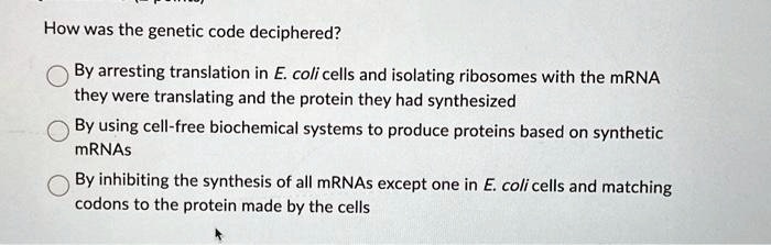 SOLVED: How was the genetic code deciphered? By arresting translation ...