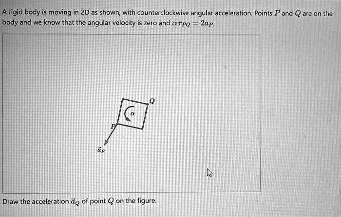 SOLVED: A rigid body is moving in 2D as shown, with counterclockwise angular acceleration ...
